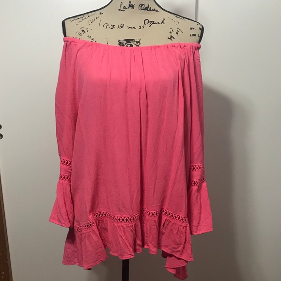 Hannah | Tops | Hannah Salmon Pink Bell Sleeve Peasant Top Xl | Poshmark